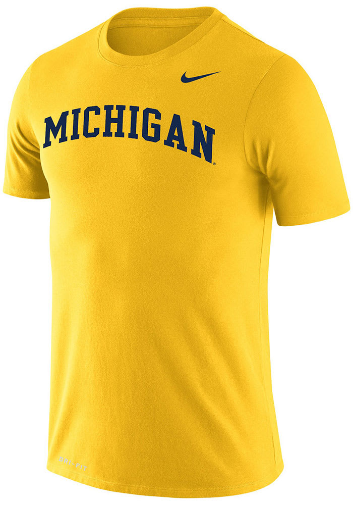 Nike Michigan Wolverines YELLOW Legend Short Sleeve T Shirt - 19862421