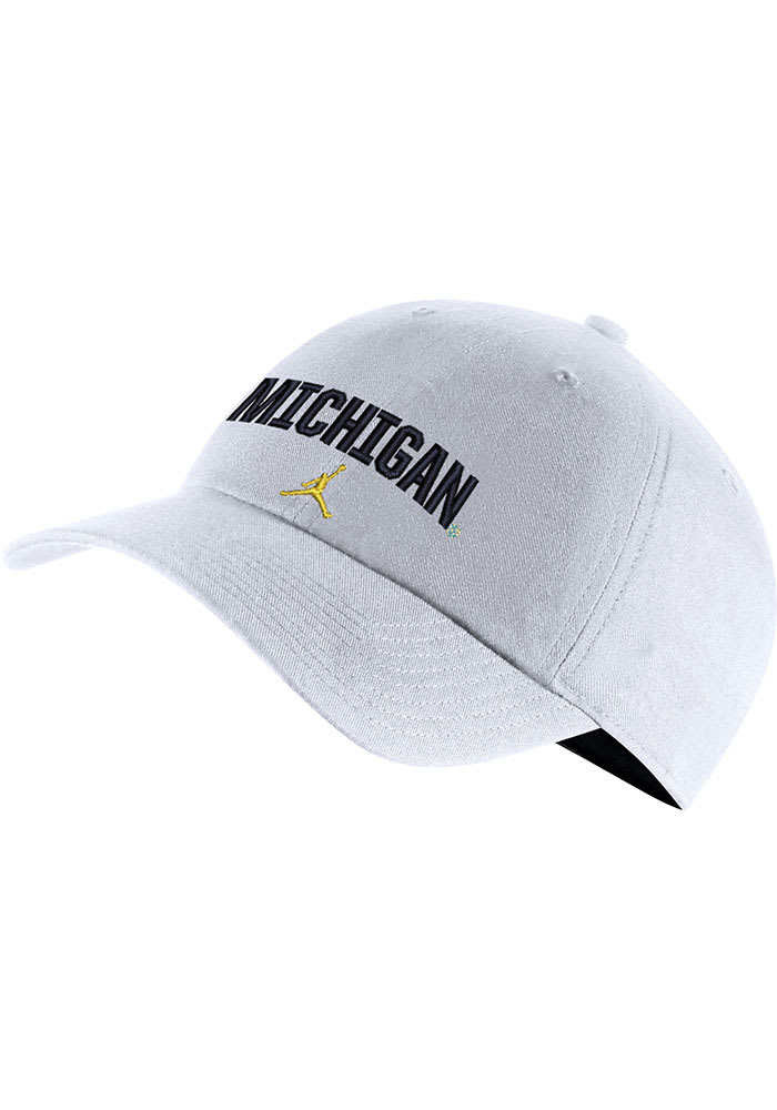 Nike WHITE Michigan Wolverines Jordan Arch H86 Campus Cap Adjustable ...