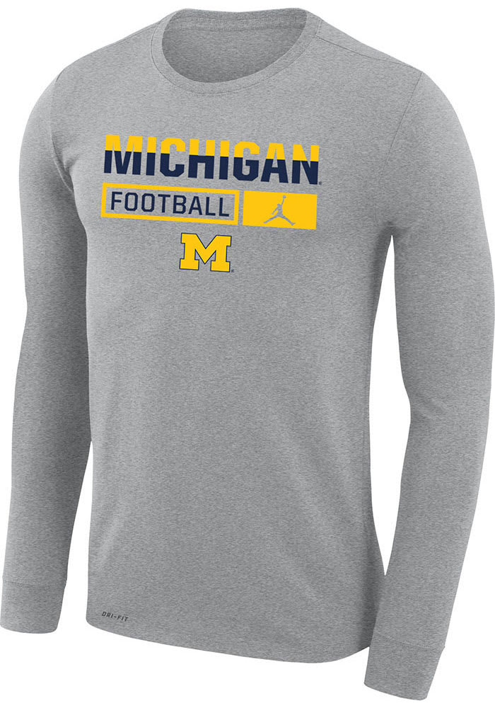 Nike Michigan Wolverines DARKHEATHER Drifit JordanFootball Long Sleeve ...