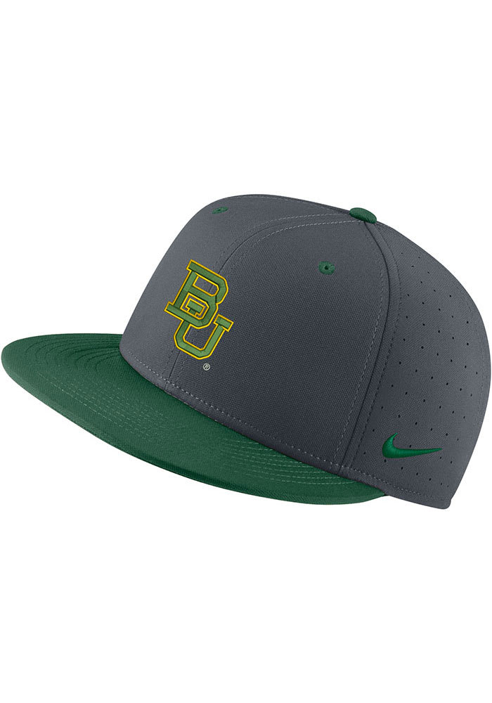 Baylor Bears Mens Aero True On-Field Baseball GREY Nike Fitted Hat ...