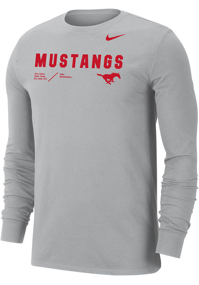 Nike SMU Mustangs DriFIT Team Issue Long Sleeve T Shirt GREY - 19864167