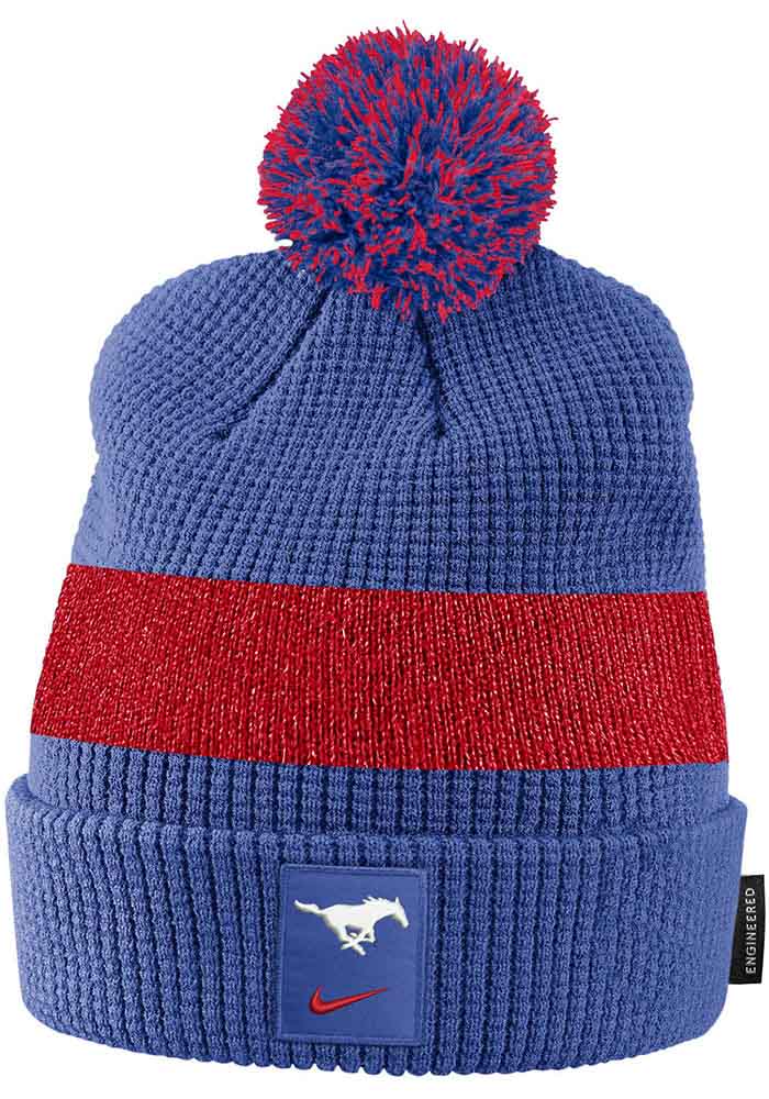 SMU Mustangs Nike ROYAL Sideline Pom Beanie Knit Hat - 19864871