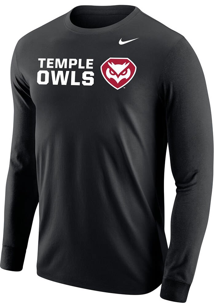 Nike Temple Owls Stacked Long Sleeve T Shirt BLACK - 19866037