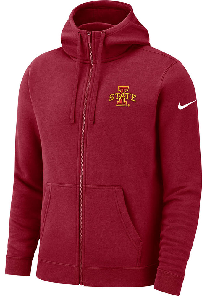 Nike Iowa State Cyclones Mens RED Sideline Club Fleece Full Zip - 19866167