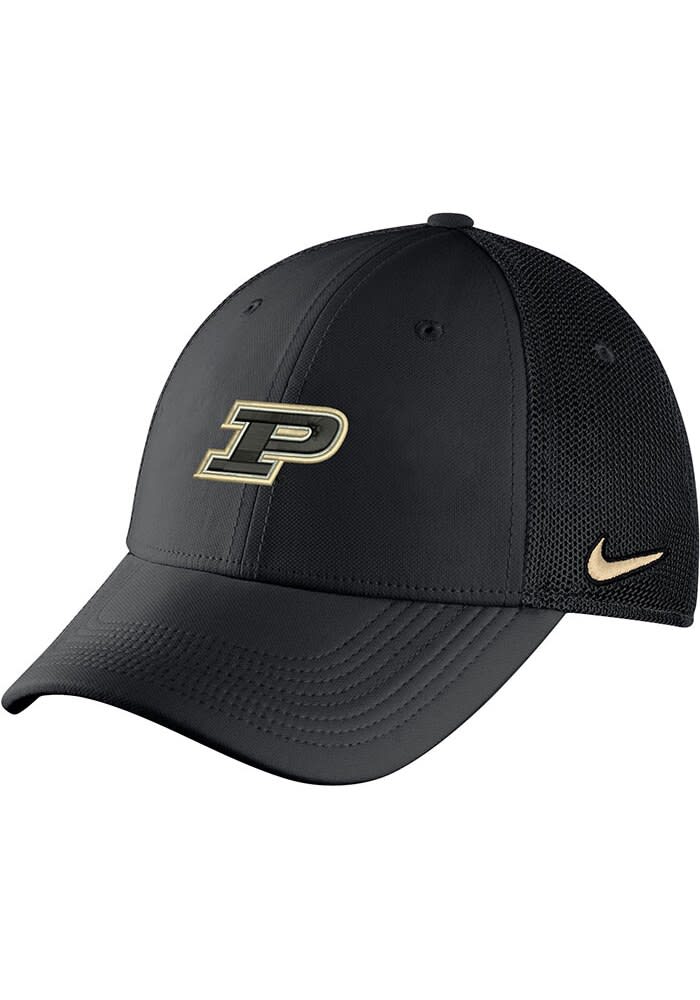 Purdue Boilermakers Mens Dry L91 Mesh Swoosh BLACK Nike Flex Hat - 19866305