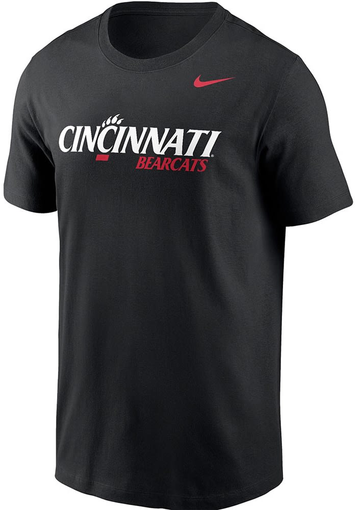 Nike Cincinnati Bearcats BLACK Wordmark Short Sleeve T Shirt - 19866482