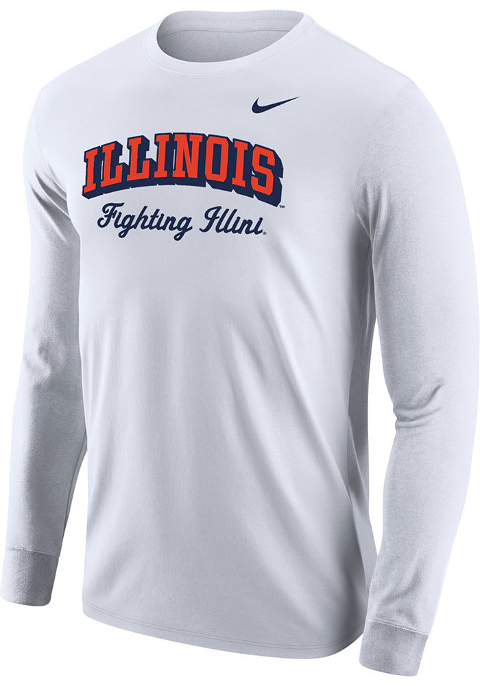Nike Illinois Fighting Illini Cursive Wordmark Long Sleeve T Shirt ...