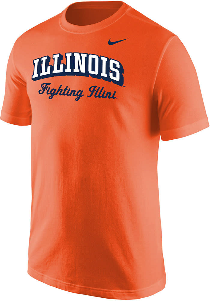 Nike Illinois Fighting Illini ORANGE Cursive Wordmark Short Sleeve T ...