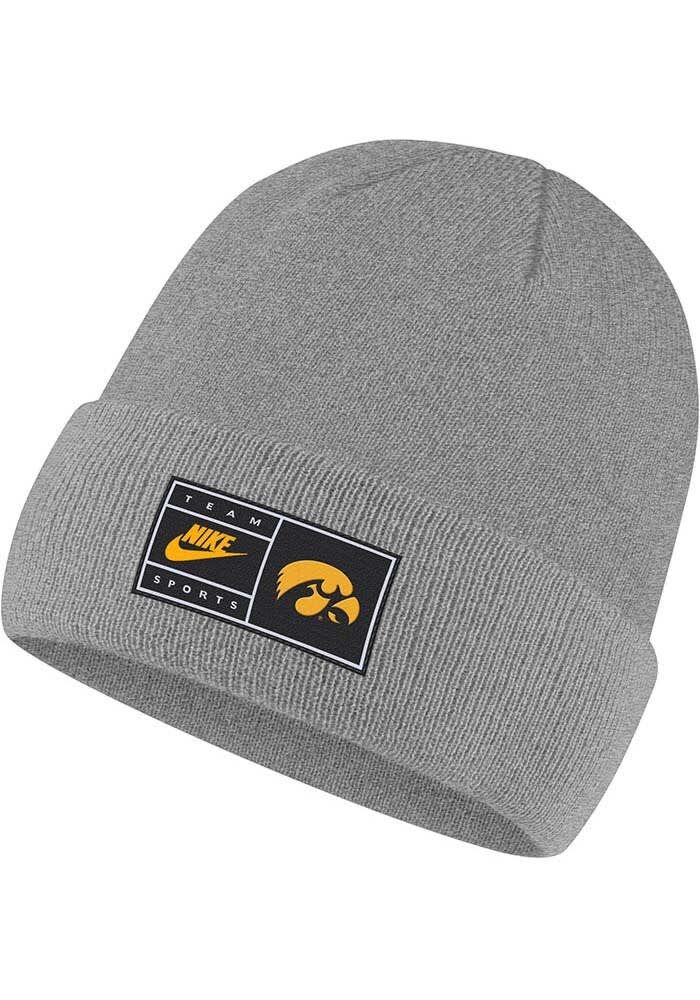 Iowa Hawkeyes Nike GRAY Cuffed Beanie Knit Hat - 19866723