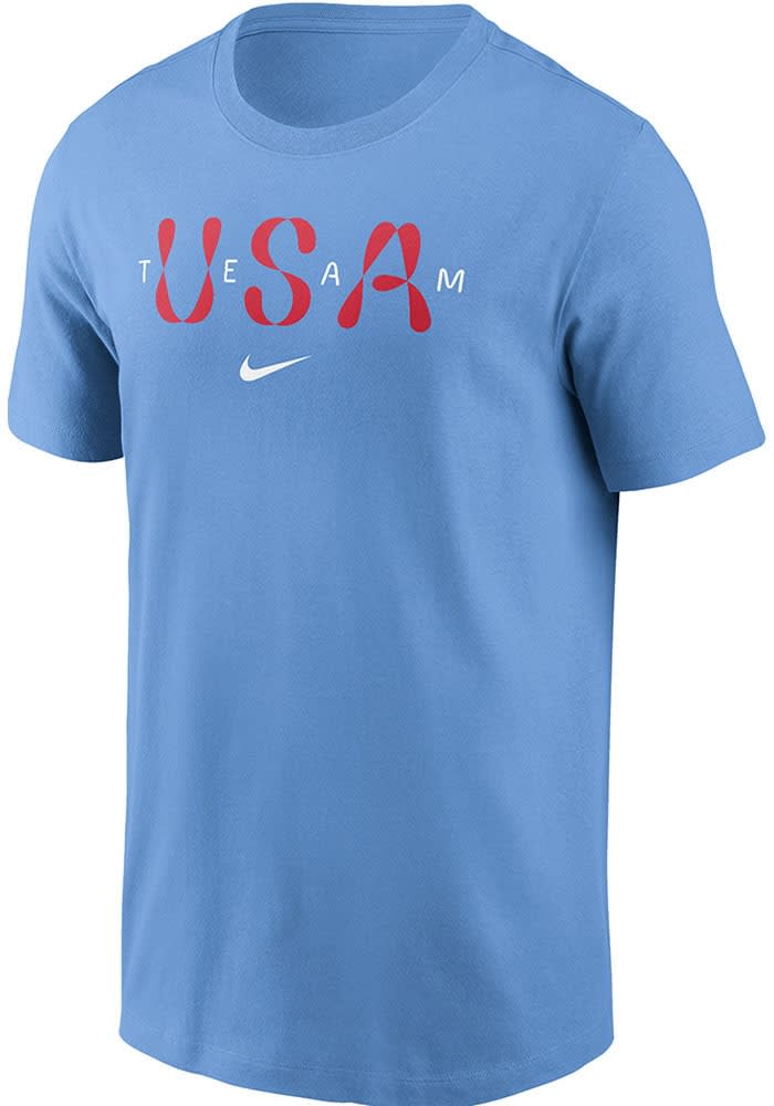 Nike Team USA LIGHT BLUE Wordmark Short Sleeve T Shirt - 19867389