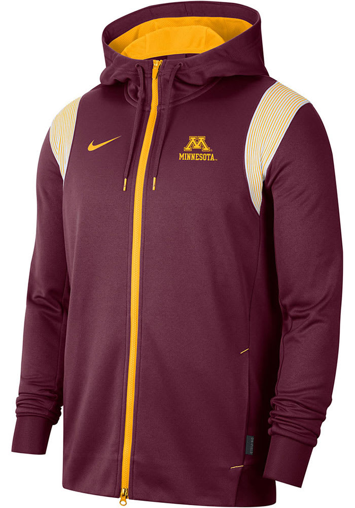 Nike Mens MAROON Minnesota Golden Gophers Therma FZ Long Sleeve Zip ...