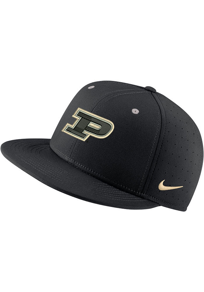 Purdue Boilermakers Mens Aero True Baseball Cap BLACK Nike Fitted Hat ...