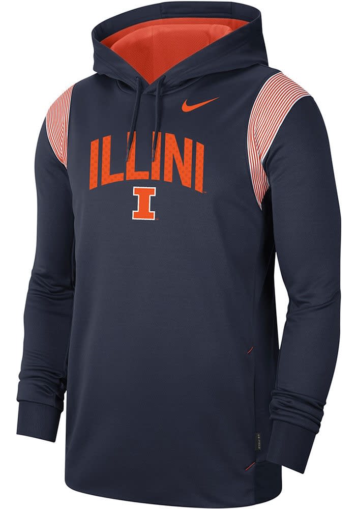 Illinois Fighting Illini Mens Nike NAVY Therma PO Hood - 19869745