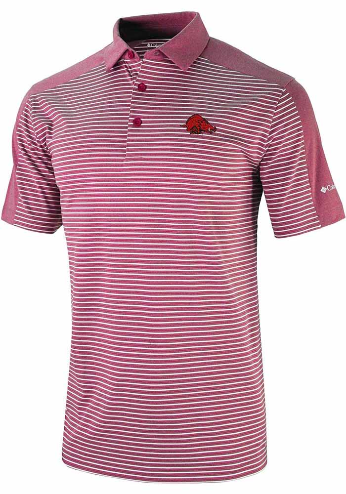 Columbia Arkansas Razorbacks Mens In Contention RED Short Sleeve Polo ...