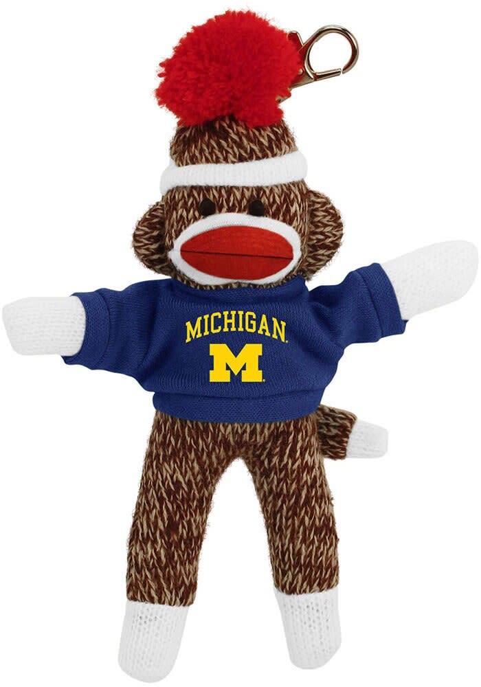 Michigan Wolverines BROWN 4 Inch Sock Monkey Keychain - 20750420
