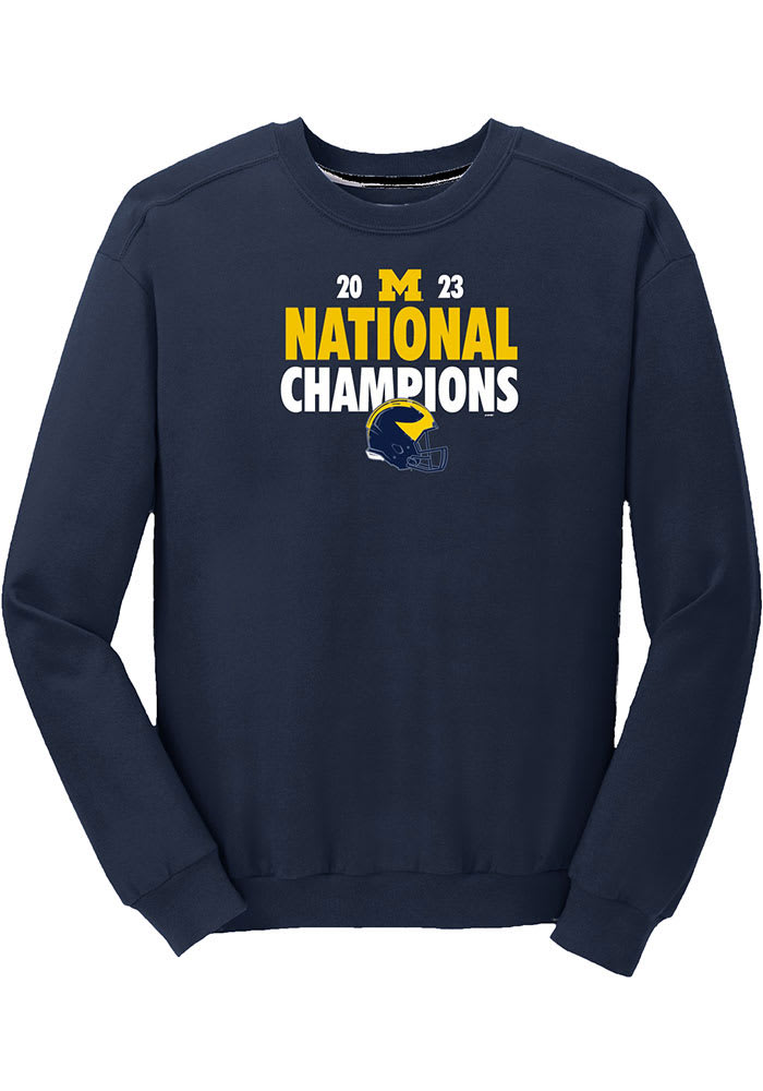Mens BLUE Michigan Wolverines 2023 National Champions Long Sleeve Crew ...