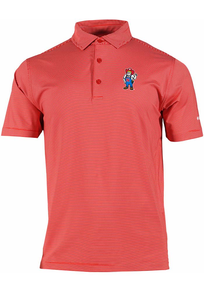 Columbia Mens Red Nebraska Cornhuskers Double Hit Polo Short Sleeve ...