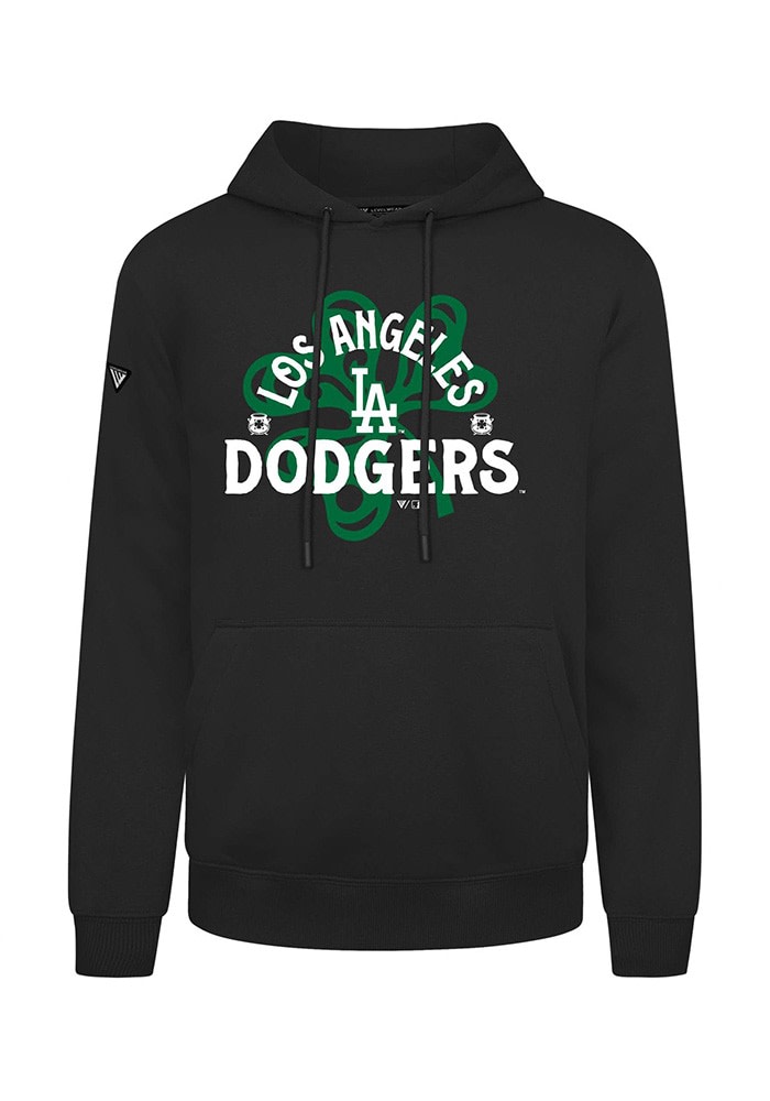 Levelwear Los Angeles Dodgers Mens BLACK Podium Shamrock St Patrick's Day Hoodie - 20803563