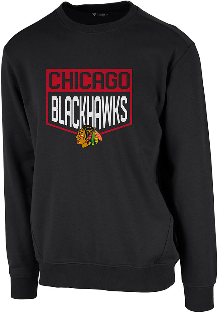 Levelwear Chicago Blackhawks Mens BLACK Zane Team Shield Crew ...