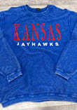 Kansas Jayhawks Womens ROYAL Corded Long Sleeve Crew Sweatshirt - 20830718