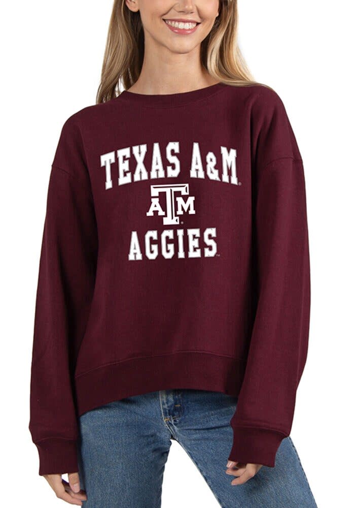 Texas A&M Aggies Womens MAROON Old School Long Sleeve Crew Sweatshirt ...