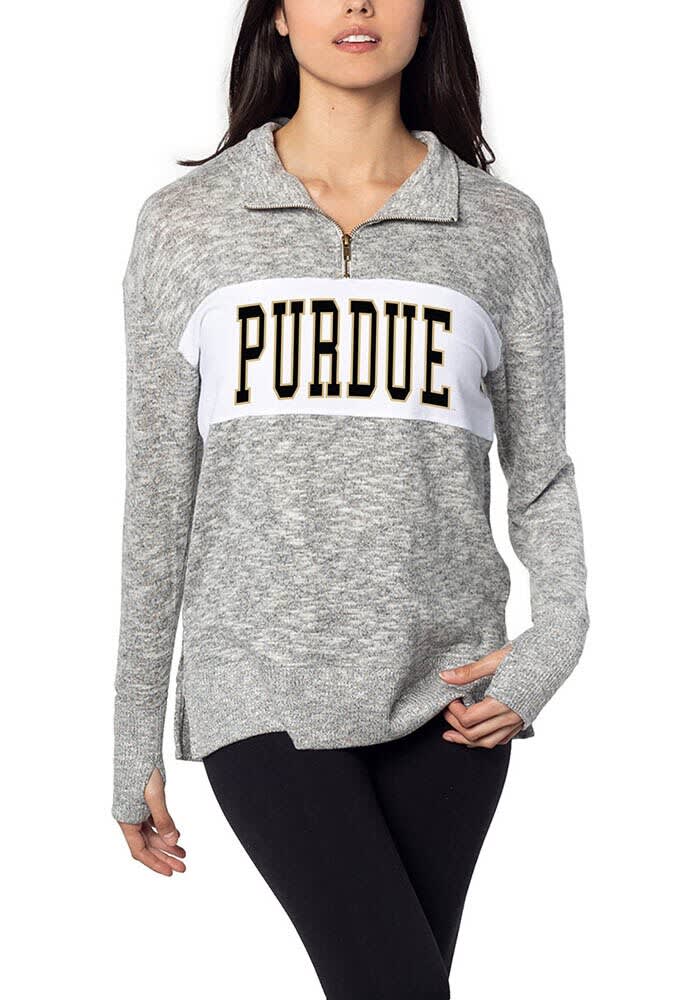Purdue Boilermakers Womens GREY Cozy Long Sleeve Qtr Zip - 20831561