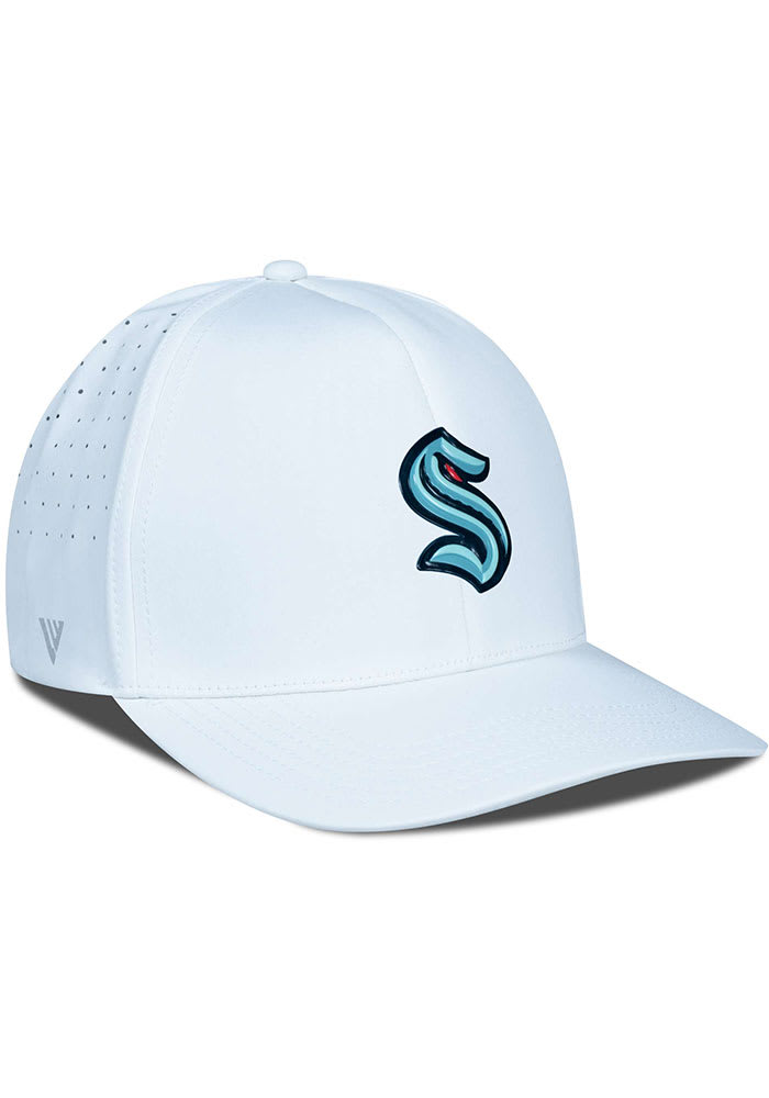 Seattle Kraken Mens Zeta Structured WHITE Levelwear Flex Hat - 2084802