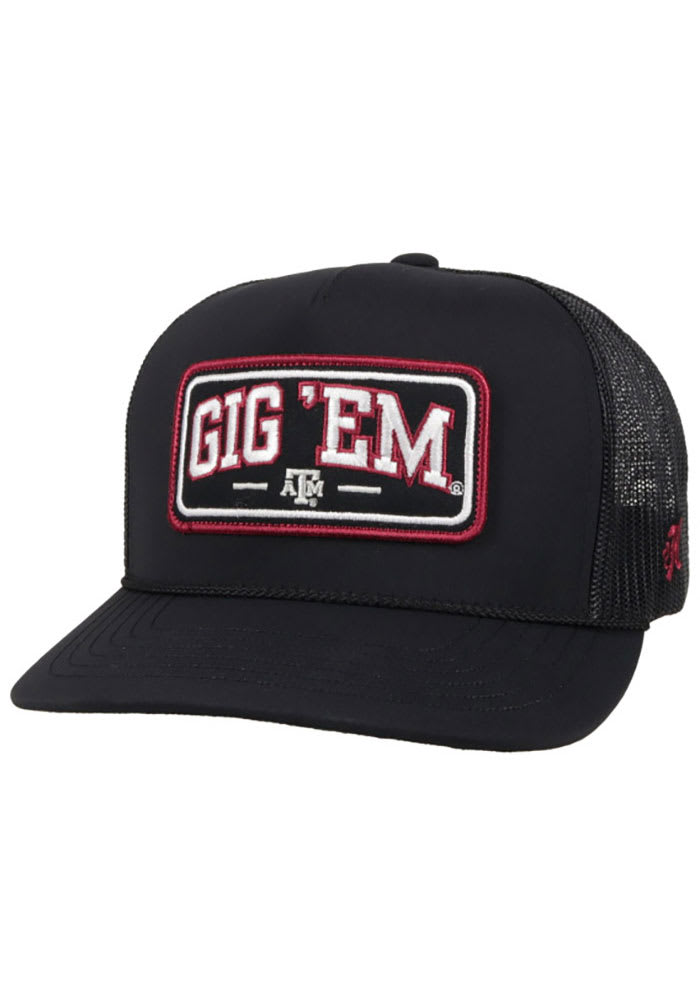 Texas A&M Aggies Hooey BLACK 5-Panel Plate Snapback Hat - 2100002