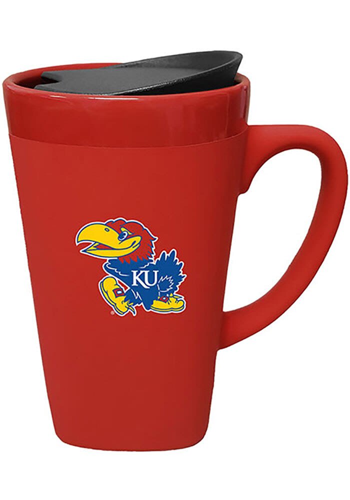 Kansas Jayhawks Red 16oz Soft Touch With Lid Ceramic Mug - 2120123