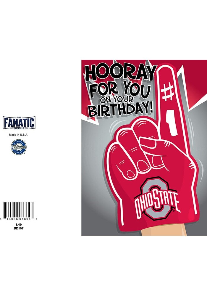 Ohio State Buckeyes Red 1 Finger Happy Birthday Card - 2120422