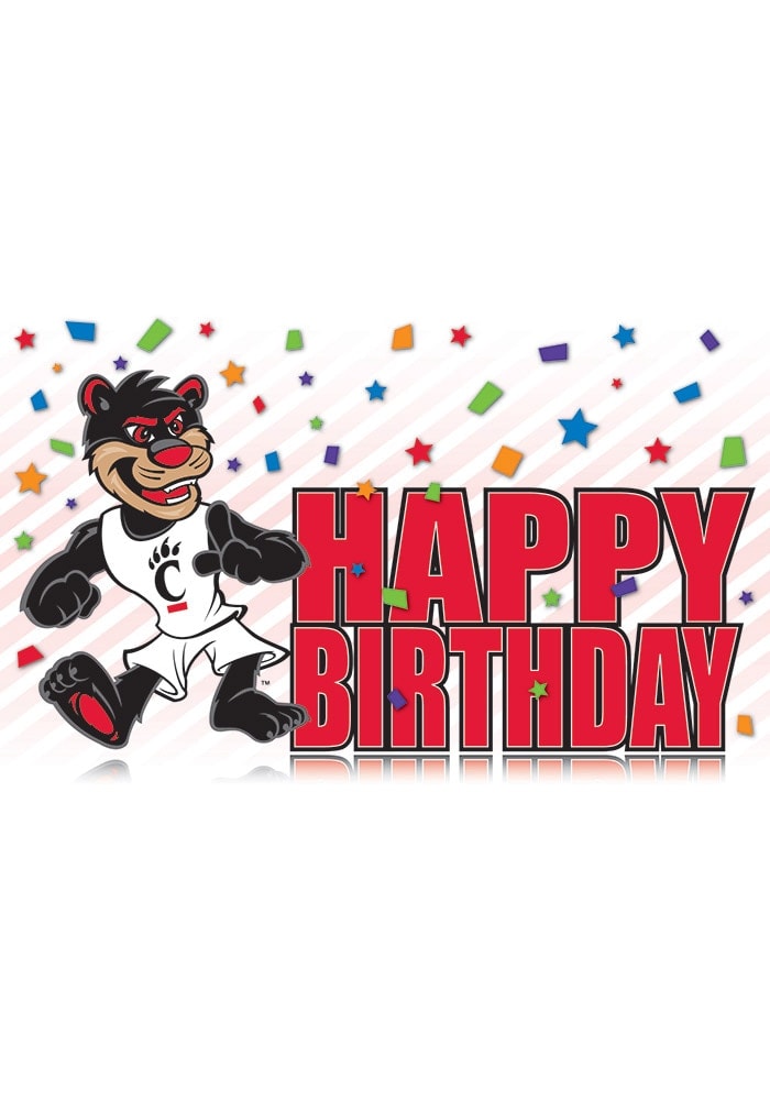 Cincinnati Bearcats Red Happy Birthday Confetti Card - 21230127