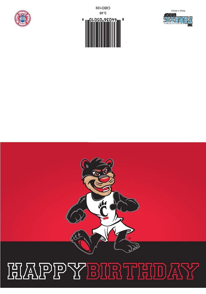 Cincinnati Bearcats Red Birthday Team Logo Card - 21230129