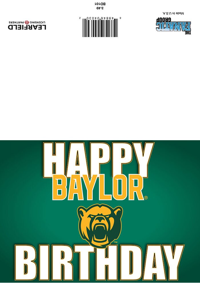 Baylor Bears GREEN Happy Birthday Card - 21230701