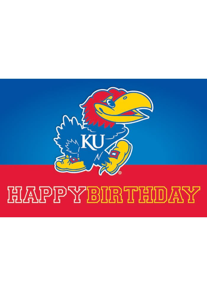 Kansas Jayhawks Blue Happy Birthday Colorblock Card - 21230792