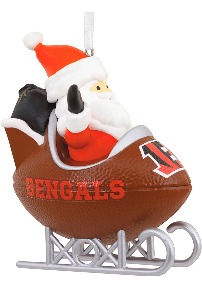 Cincinnati Bengals ORANGE Santa Football Sled Ornament - 2130060
