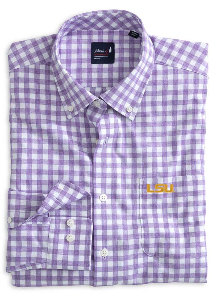 LSU Tigers Mens Johnnie O PURPLE Archie Long Sleeve Dress Shirt - 21510368