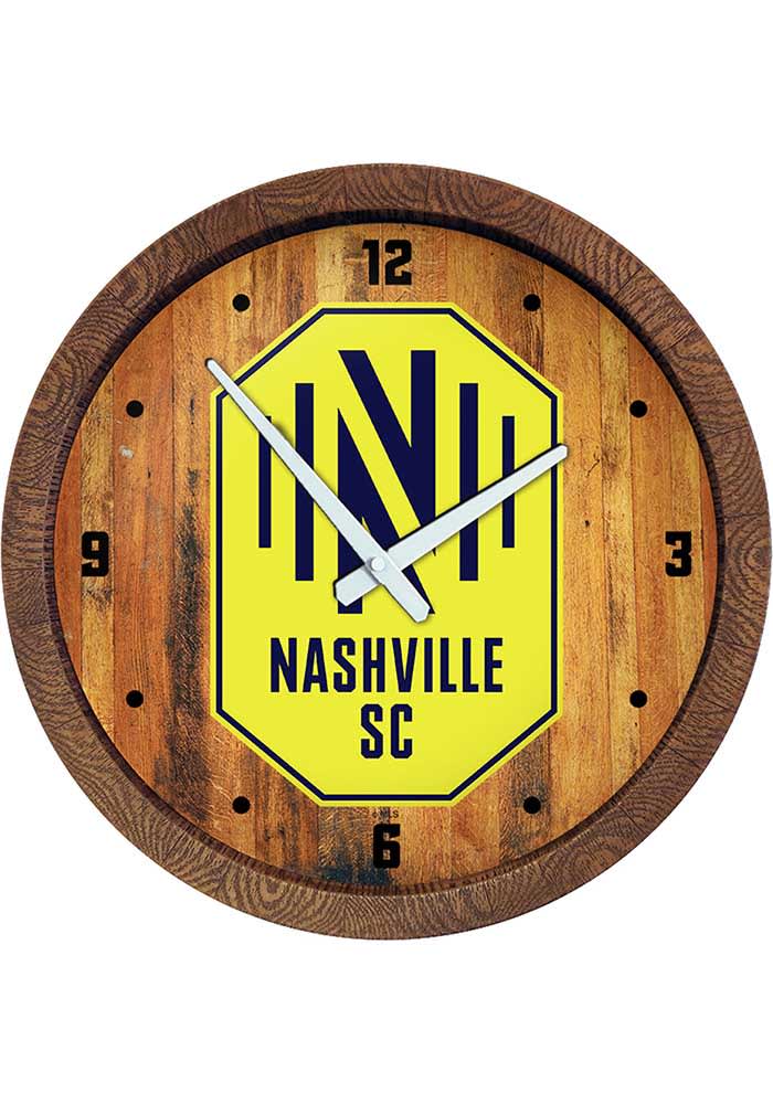 Nashville SC YELLOW Faux Barrel Top Wall Clock - 22100993
