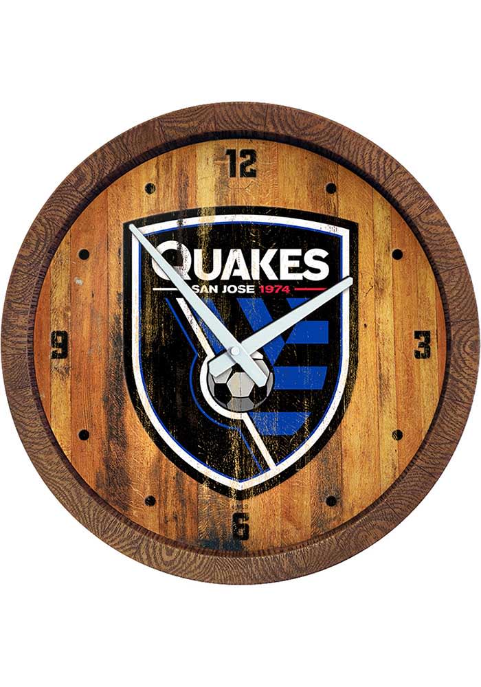 San Jose Earthquakes BLACK Faux Barrel Top Wall Clock - 22101491
