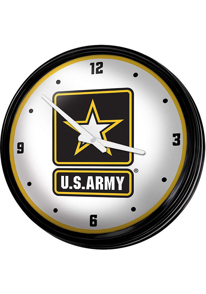 Army Retro Lighted Wall Clock - BLACK