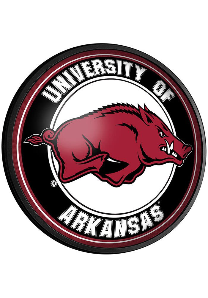 The Fan-Brand Arkansas Razorbacks CARDINAL Round Slimline Lighted Sign ...