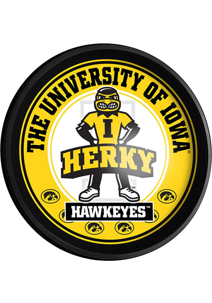 The Fan-Brand Iowa Hawkeyes BLACK Herky Round Slimline Lighted Sign ...
