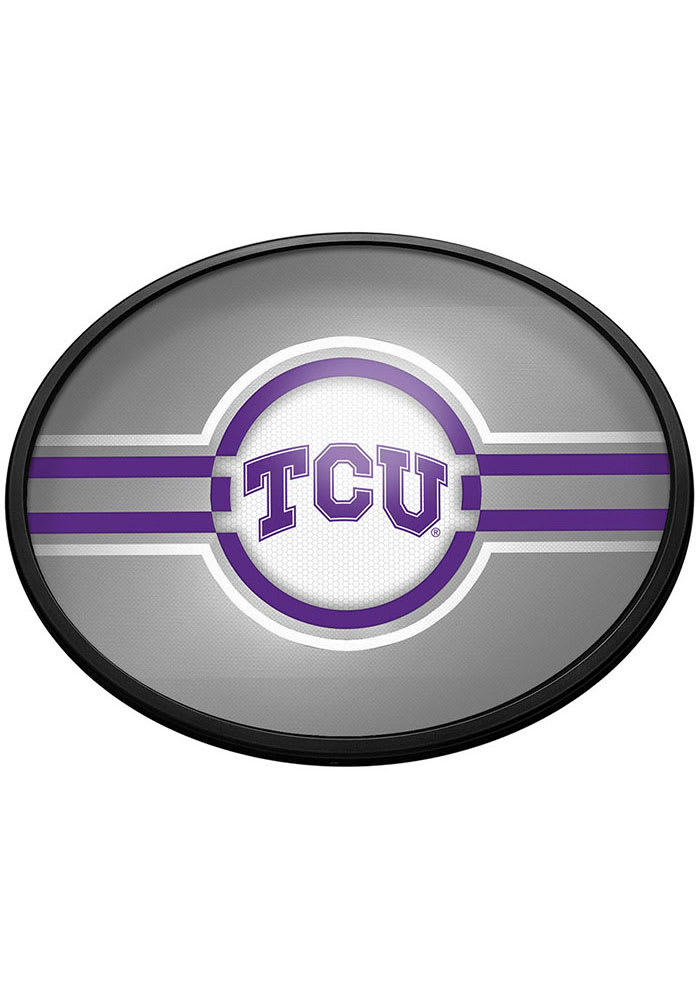 The Fan-Brand TCU Horned Frogs GRAY Oval Slimline Lighted Sign - 2212143