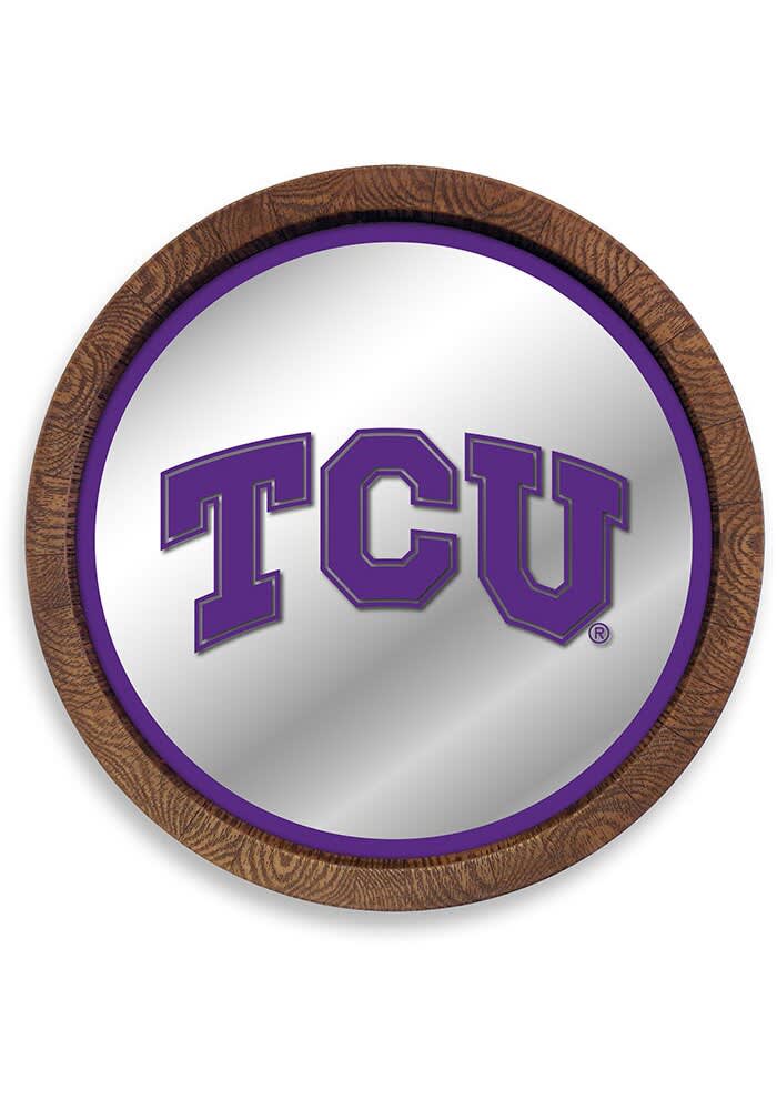 The Fan-Brand TCU Horned Frogs PURPLE Faux Barrel Top Mirrored Sign ...