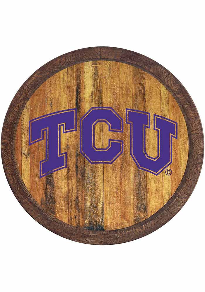 The Fan-Brand TCU Horned Frogs PURPLE Faux Barrel Top Sign - 2212531