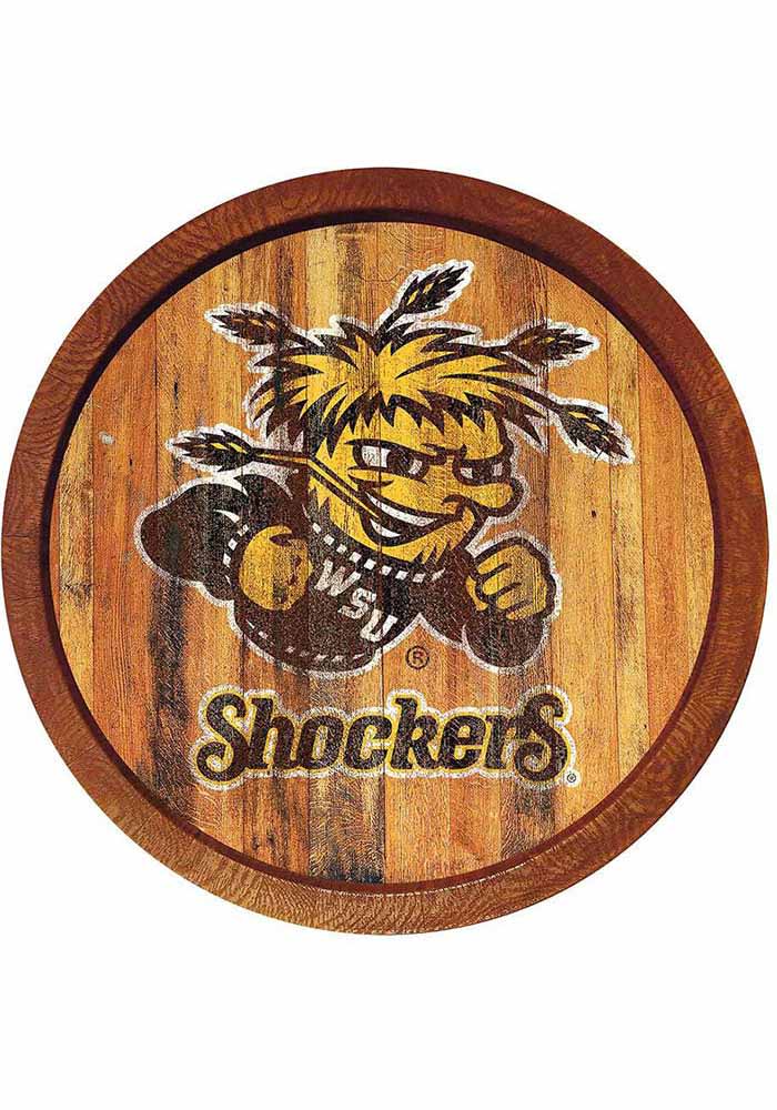 The Fan-Brand Wichita State Shockers YELLOW Weathered Faux Barrel Top ...