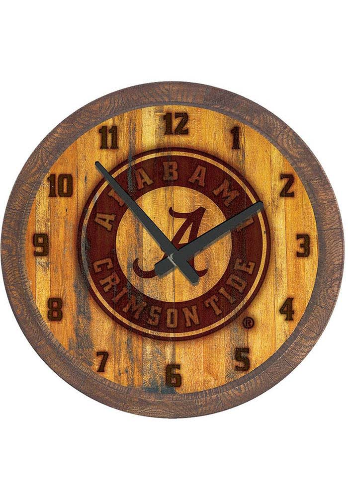 Alabama Crimson Tide CRIMSON Seal Faux Barrel Top Wall Clock - 2212718