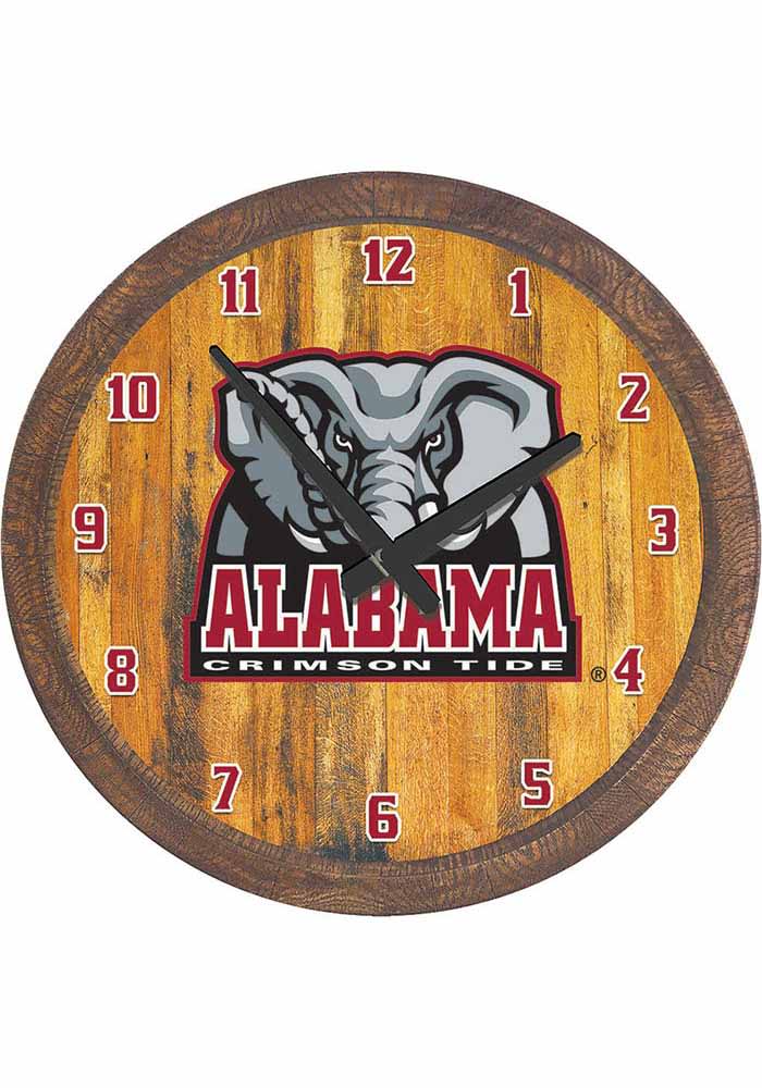Alabama Crimson Tide CRIMSON Al Logo Faux Barrel Top Wall Clock - 2212720