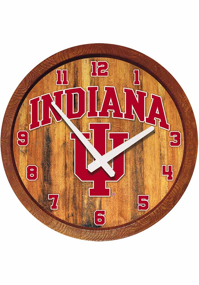 Indiana Hoosiers CREAM Faux Barrel Top Wall Clock - 2212760