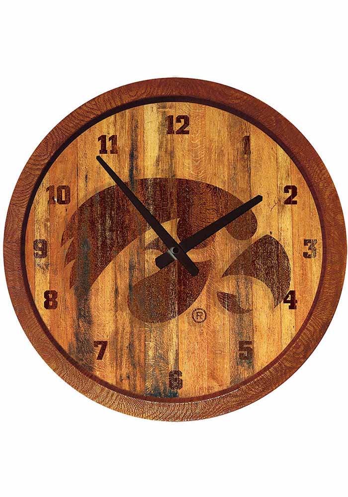 Iowa Hawkeyes BLACK Branded Faux Barrel Top Wall Clock - 2212765
