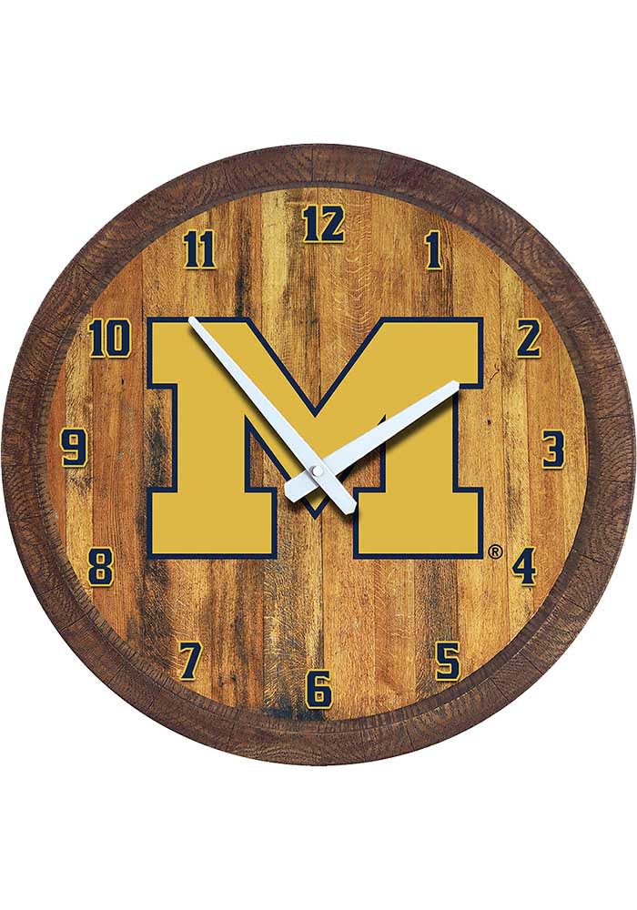 Michigan Wolverines BLUE Faux Barrel Top Wall Clock - 2212775
